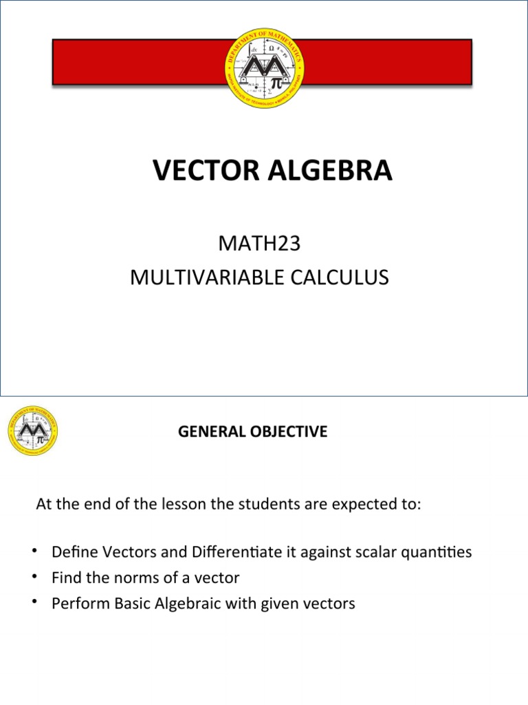 L2 Vector Algebra | PDF | Scalar (Mathematics) | Euclidean Vector