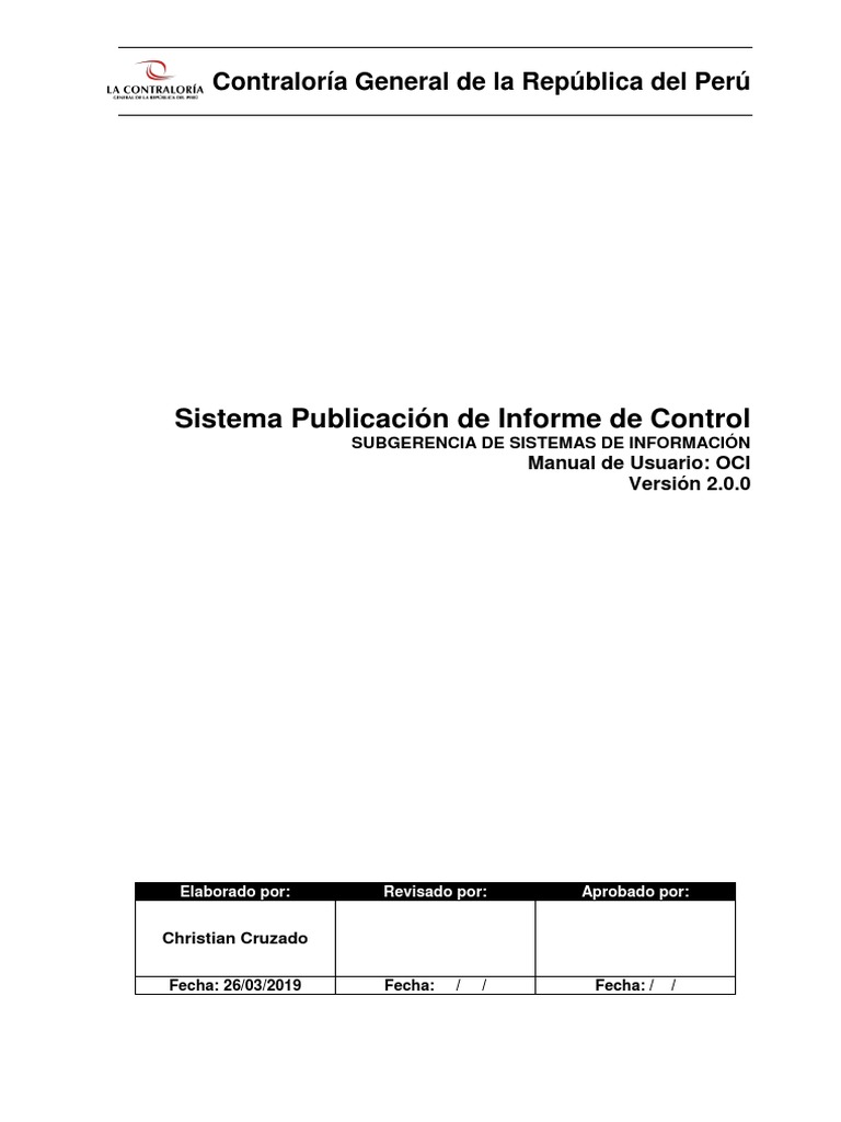 Manual de Usuario SPIC - OCI v2.0.0 PDF | PDF | Contralor | Archivo de computadora