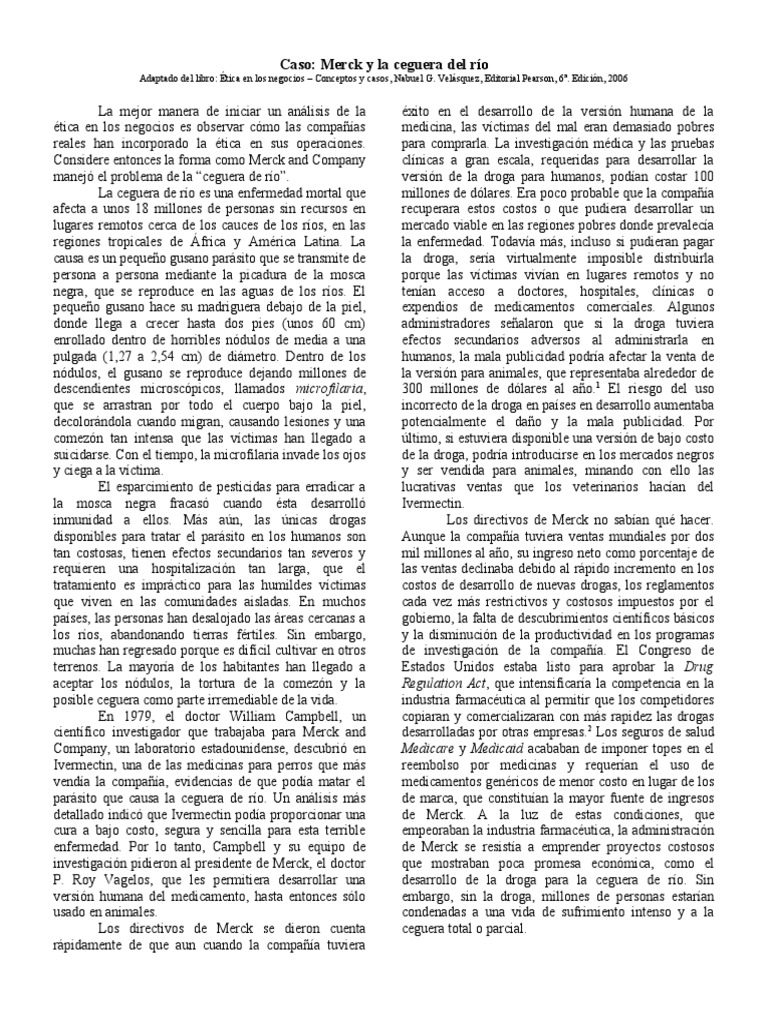 Merck Co. y La Ceguera Del Río | PDF | Industria farmacéutica | Drogas