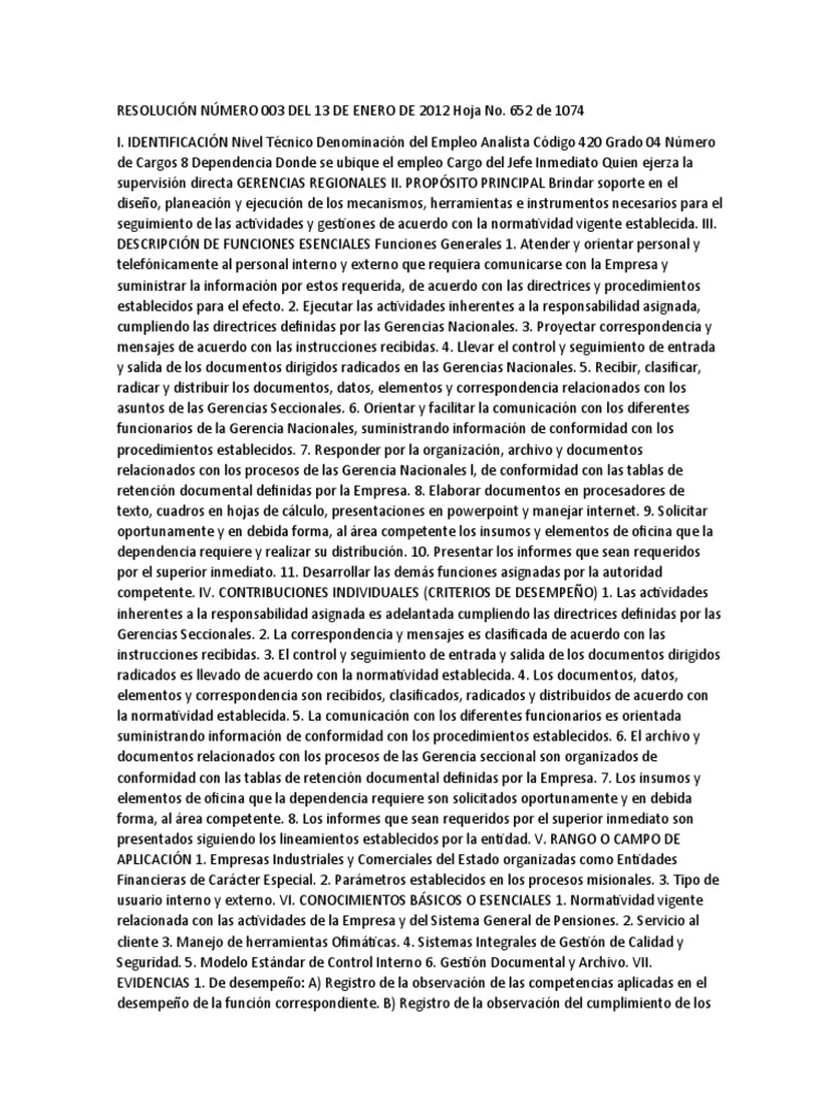 Funciones Cargo Analista | PDF | Calidad (comercial) | Business