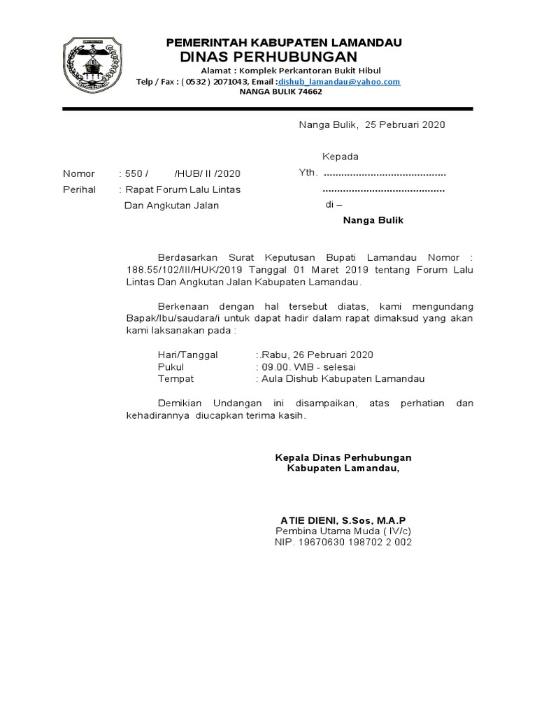 Surat Undangan Rapat Forum Llaj Lamandau | PDF