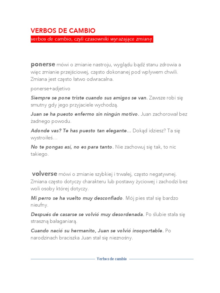 Verbos de Cambio | PDF