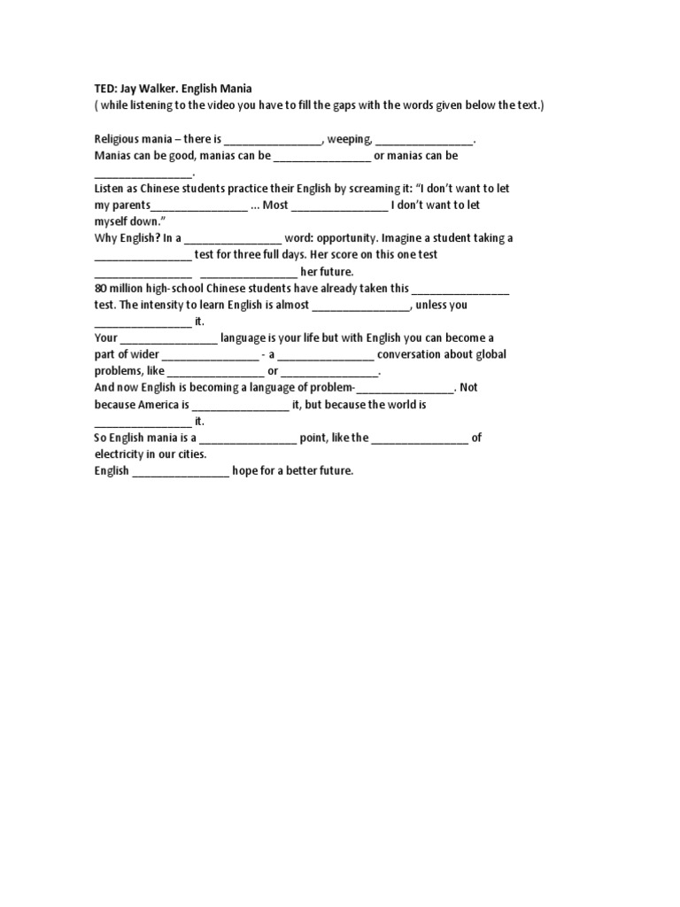 TED Worksheet | PDF | Career & Growth | Self-Improvement