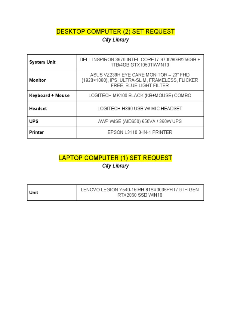 Computer Request | PDF