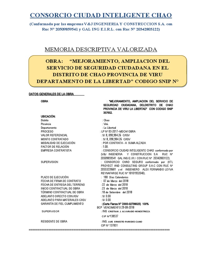 Memoria Valorizada | PDF | edificio | Materiales de construcción