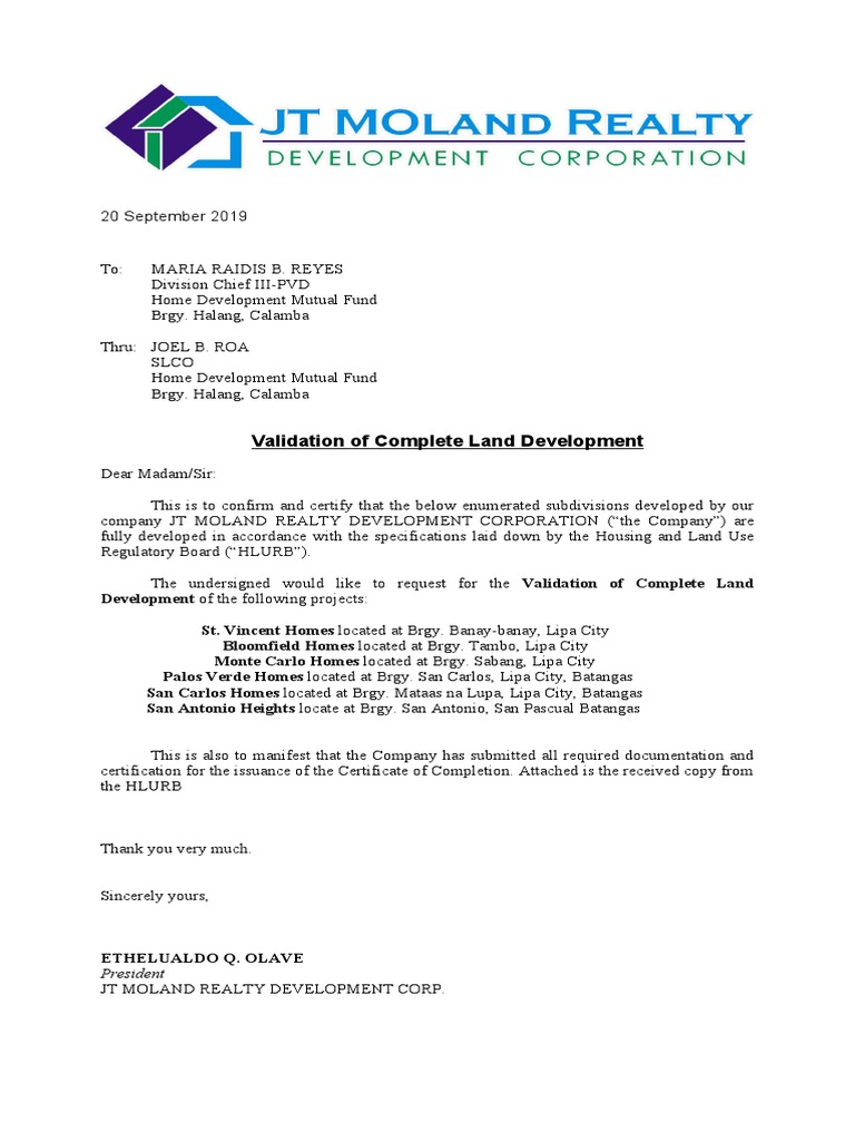 Letter of Validation - HDMF | PDF