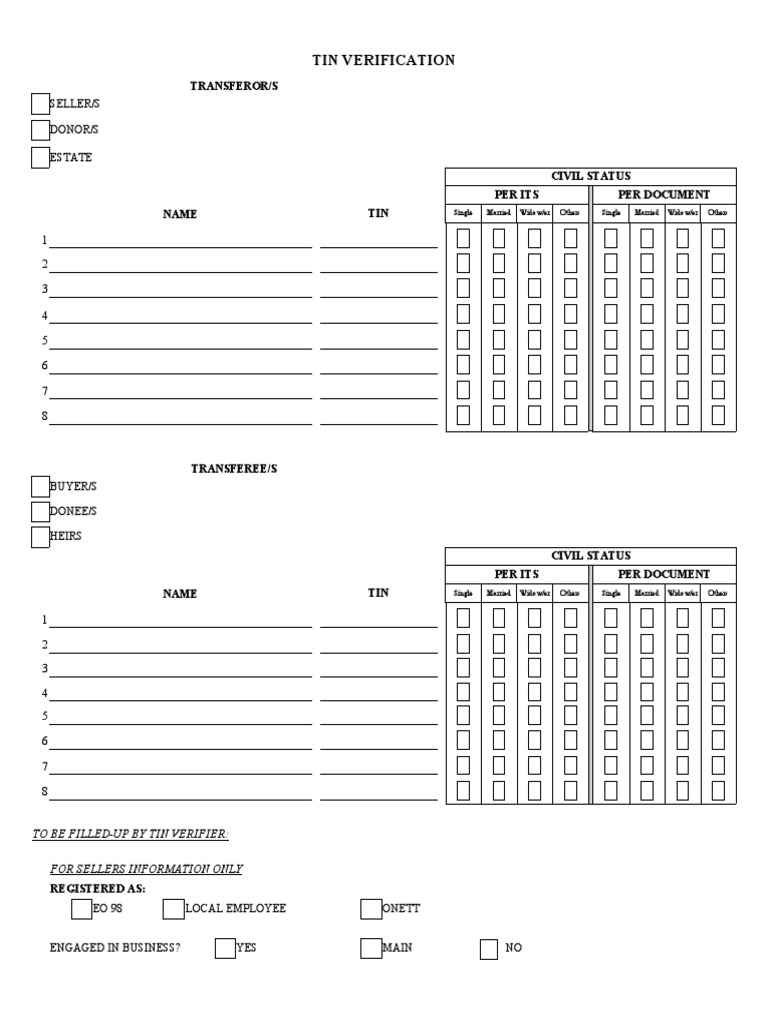 Tin Verification Template