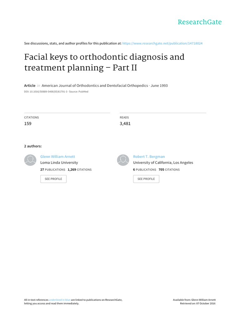 Facial Keys To Orthodontic Diagnosis and Treatment, Part II | PDF ...