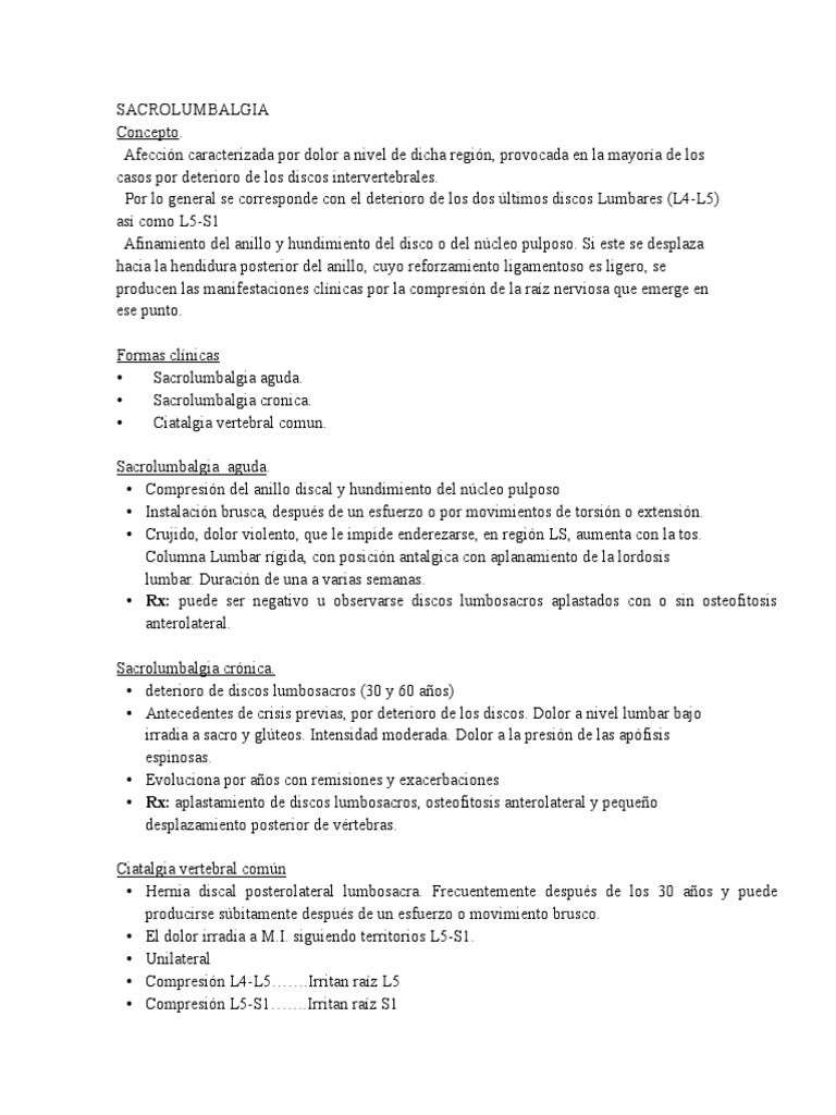 SACROLUMBALGIA | PDF | Sistema esquelético | Sistema musculoesquelético