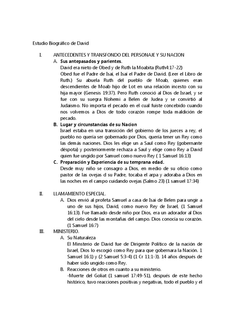 Estudio Biografico de David Hijo de Isai 1 | PDF | David | Saulo