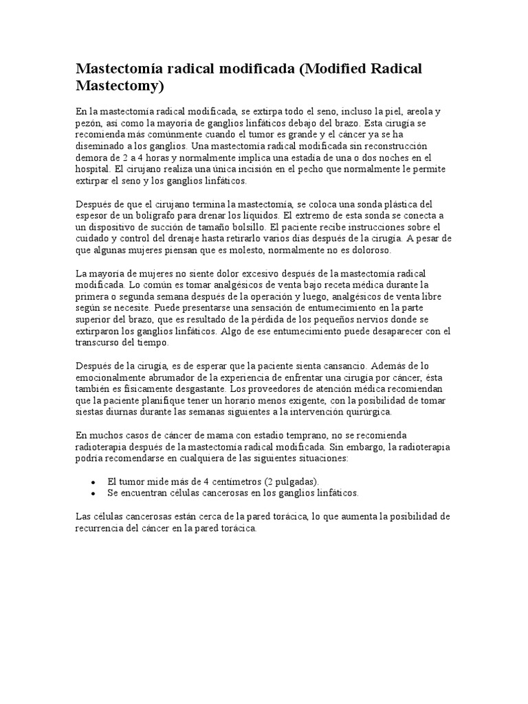 Mastectomía Radical Modificada | PDF