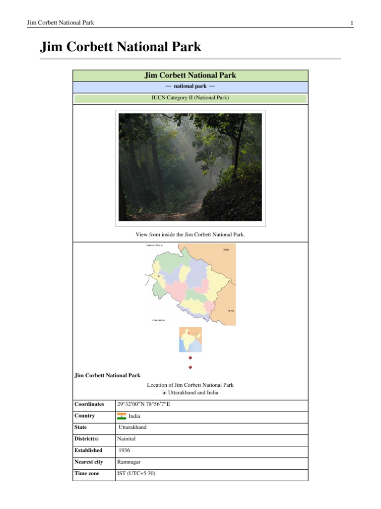 Jim Corbett National Park | PDF | Conservation | Nature