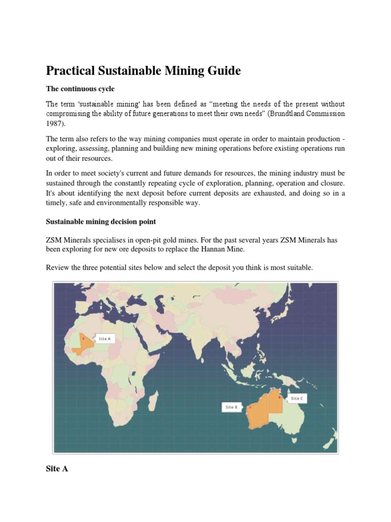 Practical Sustainable Mining Guide Pdf Mining Sustainability