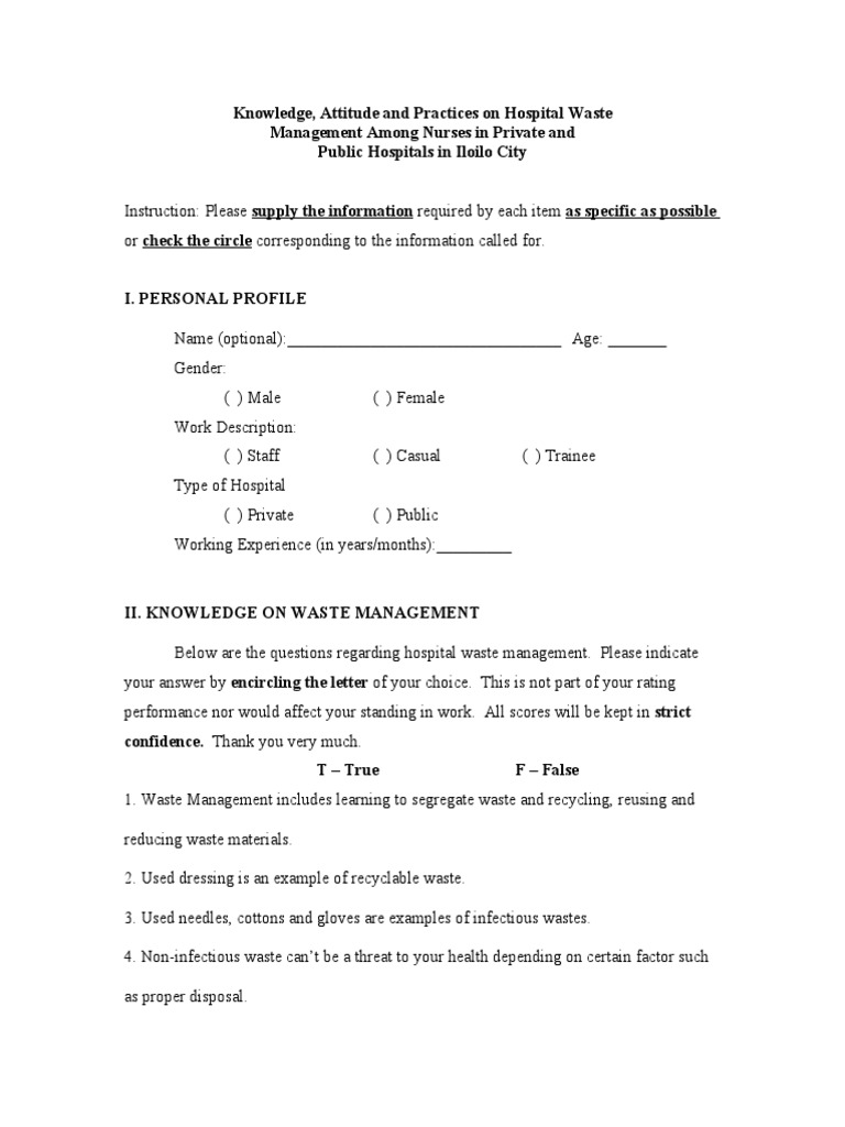 QUESTIONNAIRES | PDF | Waste Management | Waste