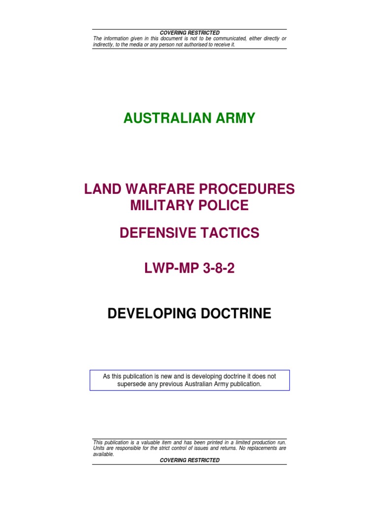 LWP-MP 3-8-2 Defensive Tactics FULL PDF | PDF | Handcuffs | Military