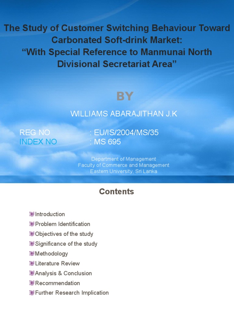 The Study of Customer Switching Behaviour Toward Carbonated | PDF ...