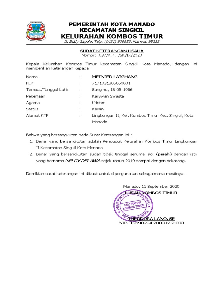 Surat Keterangan PISAH | PDF Surat Keterangan PISAH | PDF
