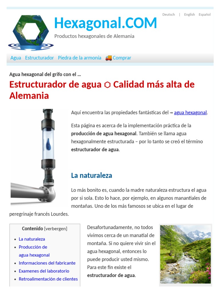 Estructurador de Agua Producir Agua Hexagonal Fácil y Barato | PDF ...