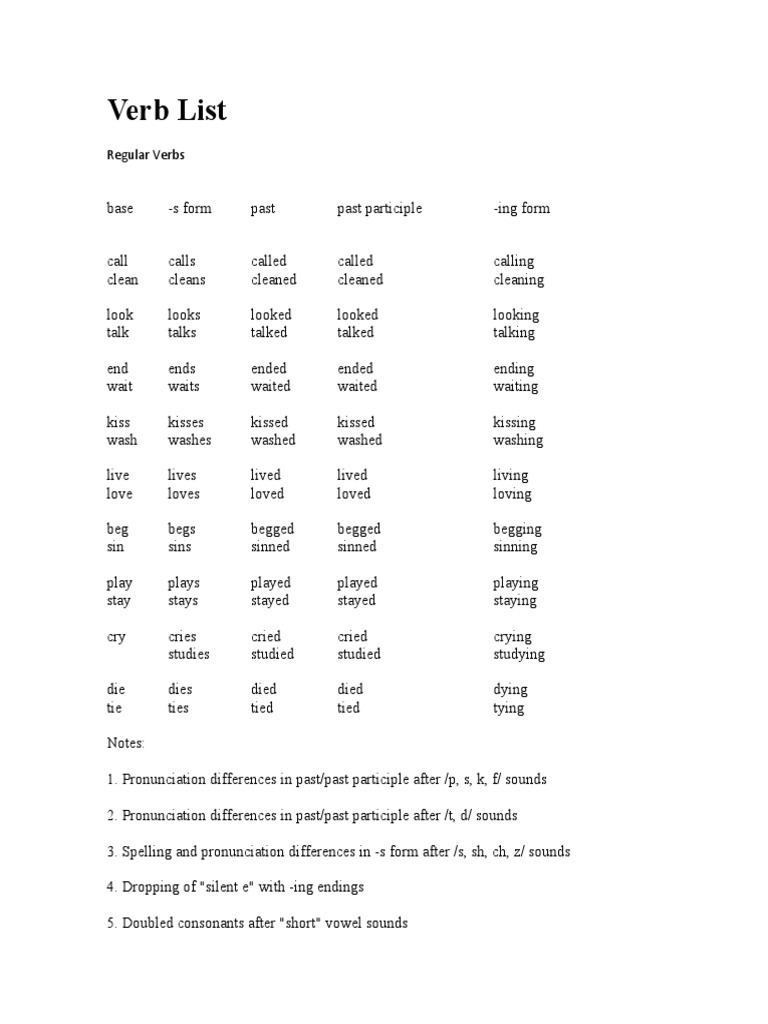 Verb List: Regular Verbs | PDF | Language Mechanics | Semantic Units