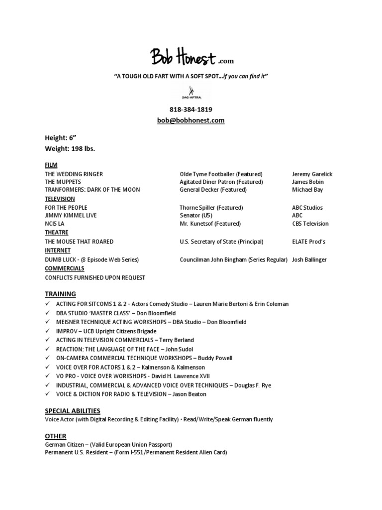 Bob Honest - Resume | PDF