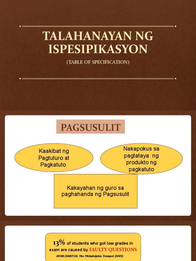 Talahanayan NG Ispesipikasyon Group | PDF
