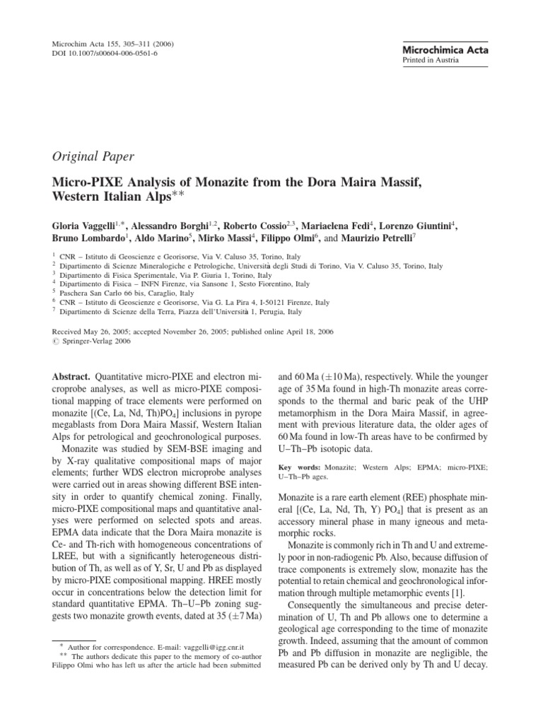Micro PIXE Analysis of Monazite From The PDF | PDF | Atomic Physics ...