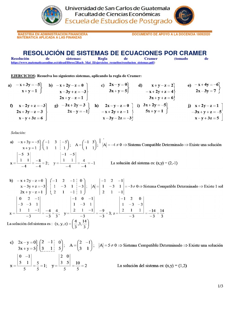 Método de Cramer | PDF