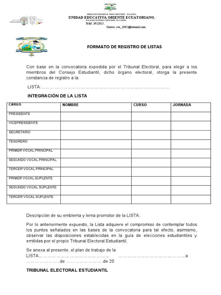 Formato para Registro de Listas | PDF