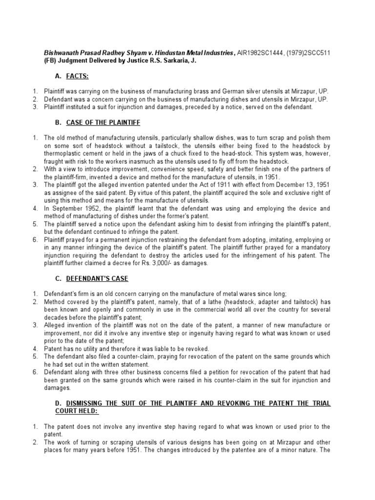Bishwanath Prasad Radhey Shyam | PDF | Novelty (Patent) | Patent