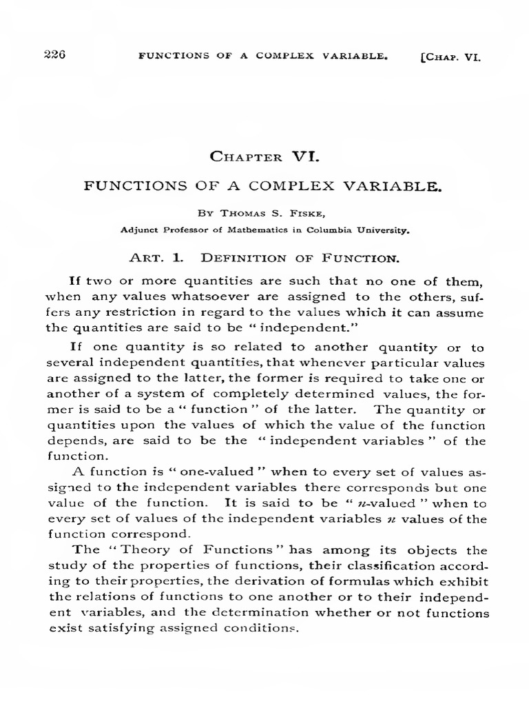 Fns Complex Variable-Fiske | PDF | Variable (Mathematics) | Function (Mathematics)