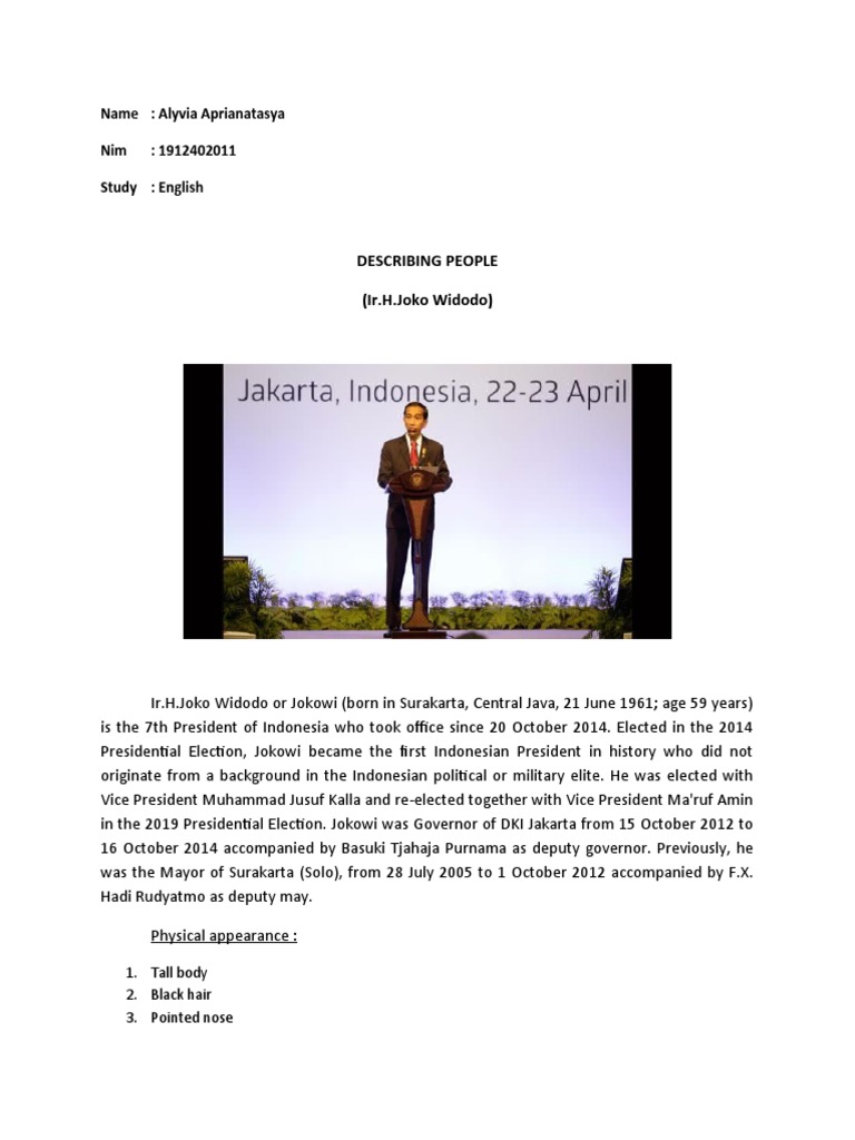 Name: Alyvia Aprianatasya Nim: 1912402011 Study: English: Describing ...