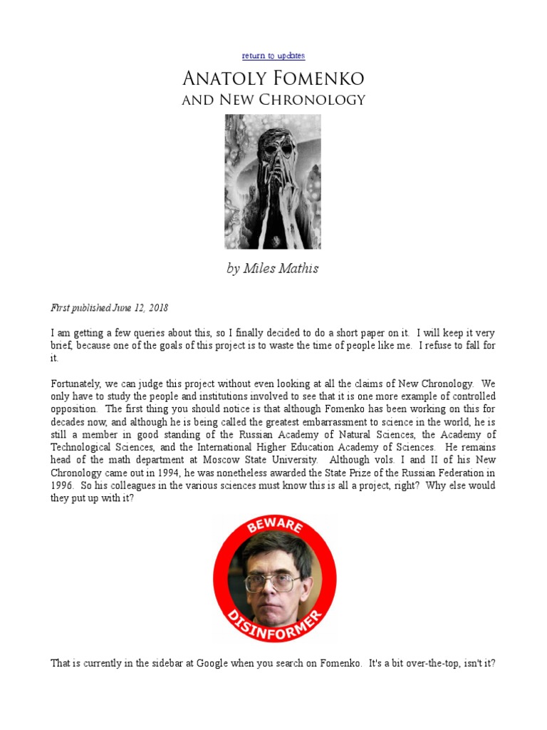 Anatoly Fomenko: and New Chronology | PDF | Springer Science+Business ...