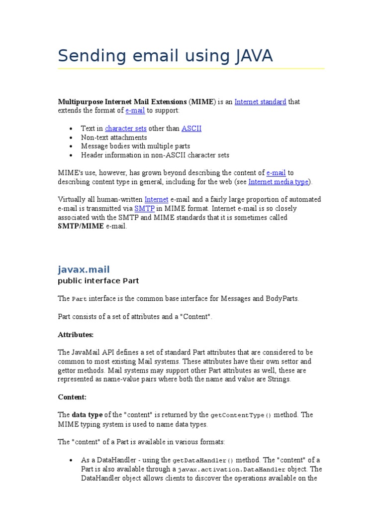 Sending Email Using JAVA | PDF | Class (Computer Programming) | Method ...