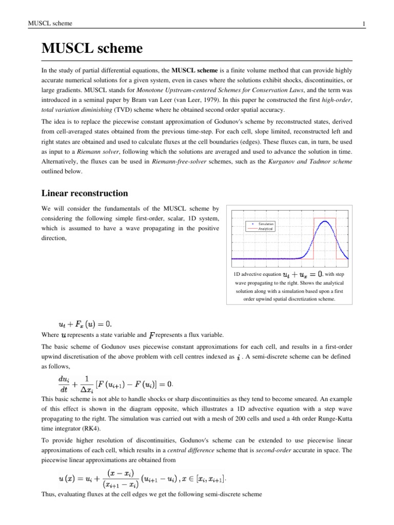 MUSCL Scheme: Linear Reconstruction | PDF | Mechanics | Equations
