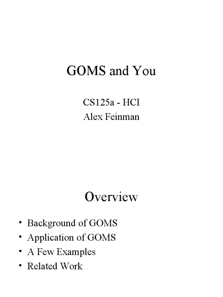 GOMS Model Overview and Applications | PDF
