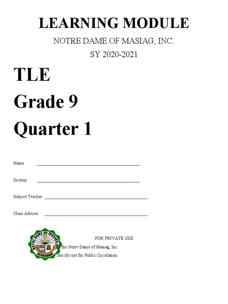 Learning Module: TLE Grade 9 Quarter 1 | PDF | Dough | Cakes