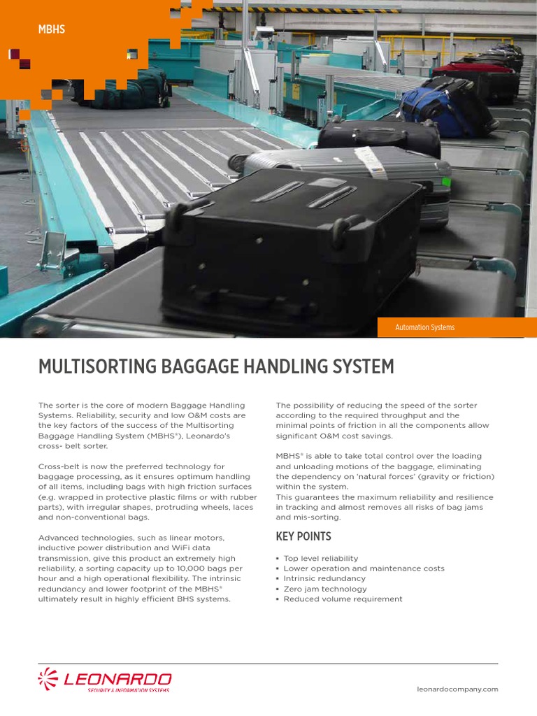 Leonardo Cross Belt Sorter For Airport | PDF | Reliability Engineering ...