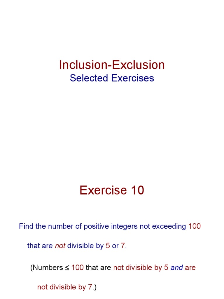 Inclusion-Exclusion: Selected Exercises | PDF | Discrete Mathematics ...