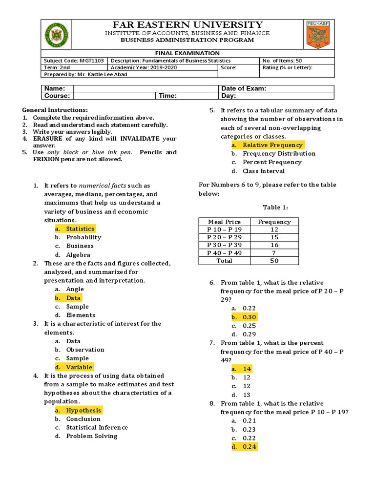 Business Statistics Answers Key | PDF | Standard Deviation | Confidence ...
