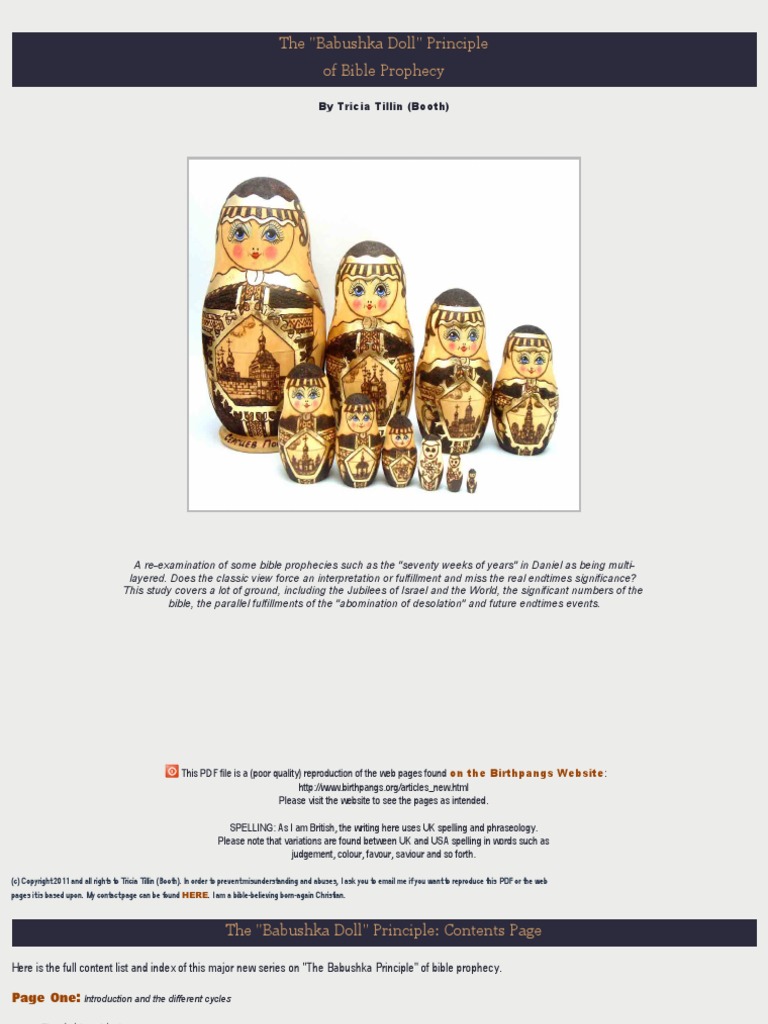 The "Babushka Doll" Principle in Bible Prophecy by Tricia Tillin (Booth ...