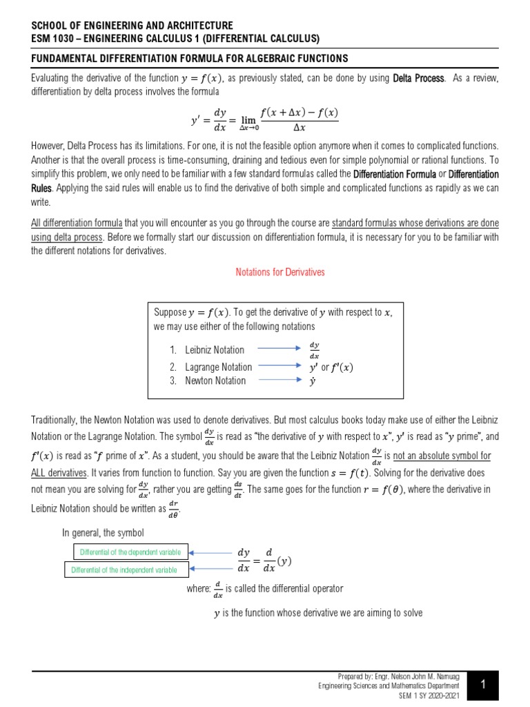 Fundamental Differentiation Formula PDF | PDF | Derivative | Exponentiation
