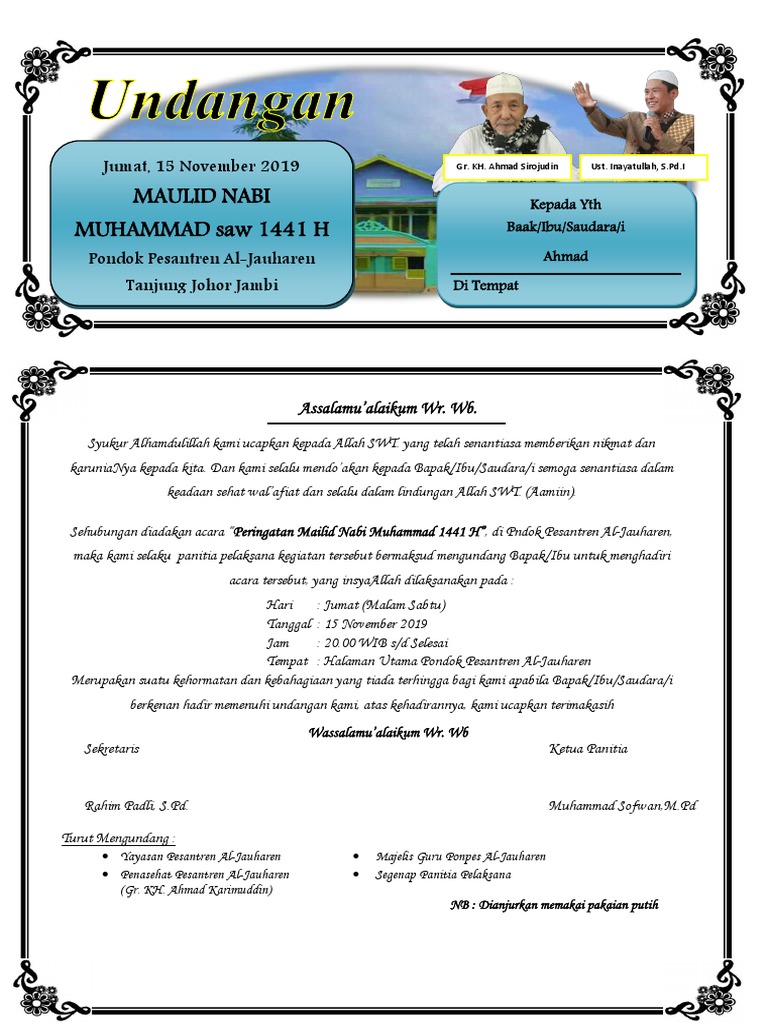 Surat Undangan Maulid Nabi | PDF