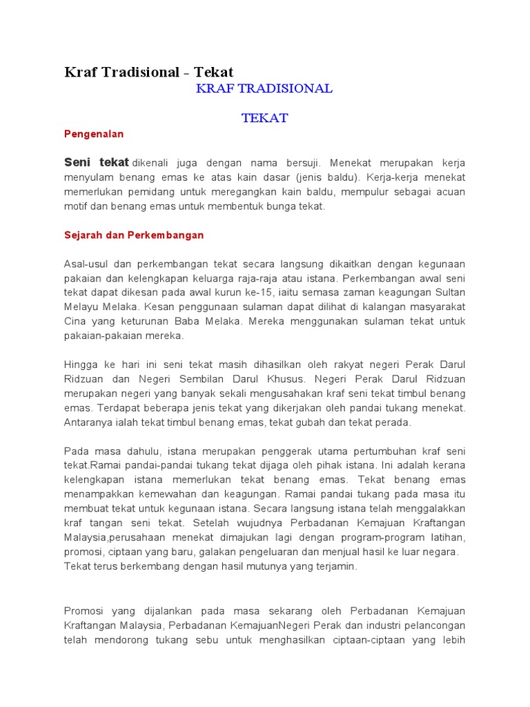 Seni Tekat: Motif dan Teknik Tradisional | PDF | Griya & Taman