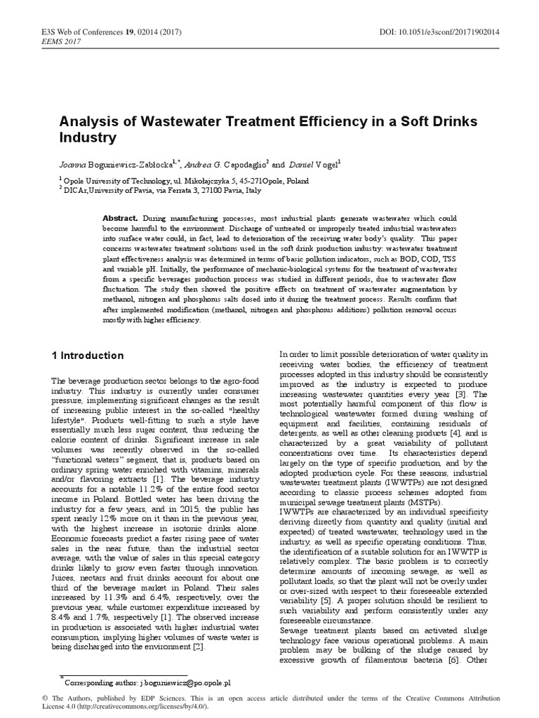 Analysis of Wastewater Treatment Efficiency in A S PDF | PDF | Sewage ...