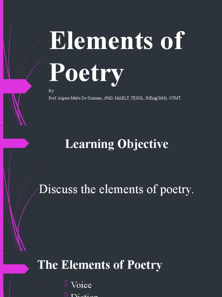 4 Elements of Poetry - PPSX | PDF