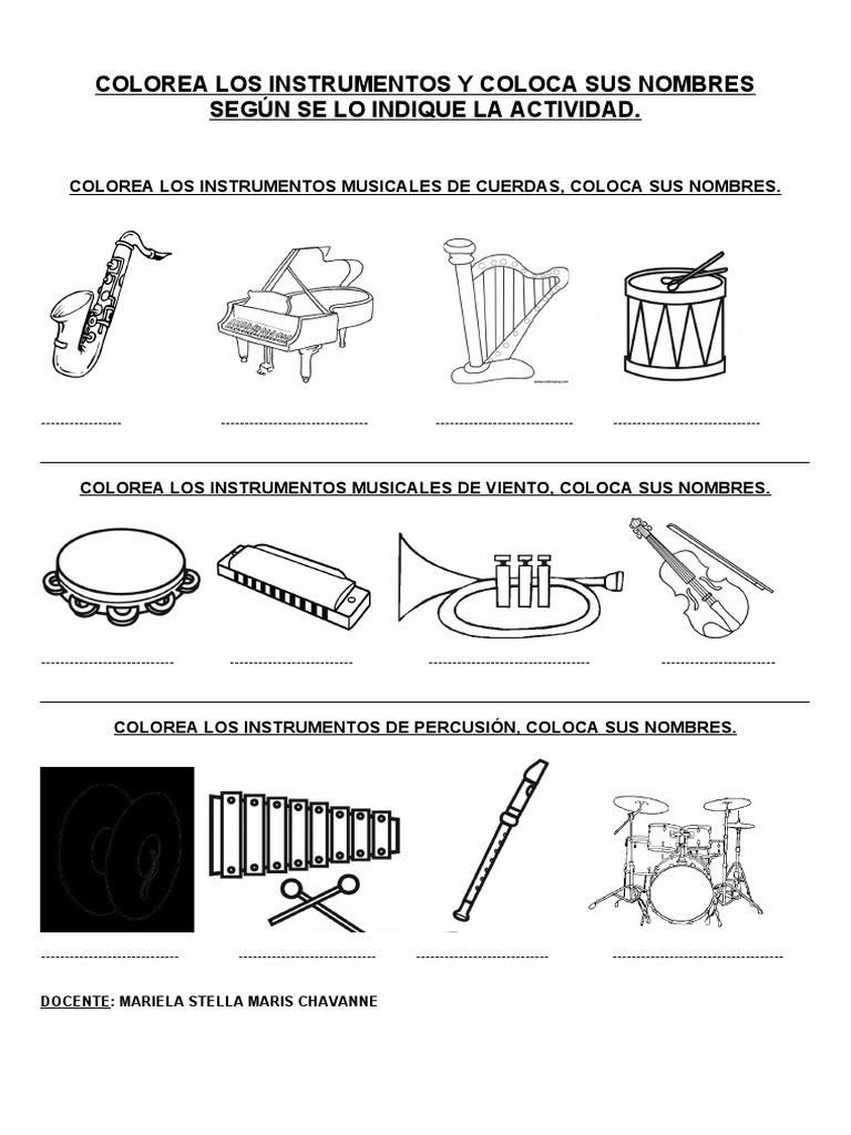 Colorea Los Instrumentos y Coloca Sus Nombres | PDF