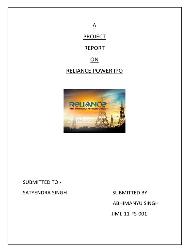A Project ON Reliance Power Ipo | PDF | Companies | Economies
