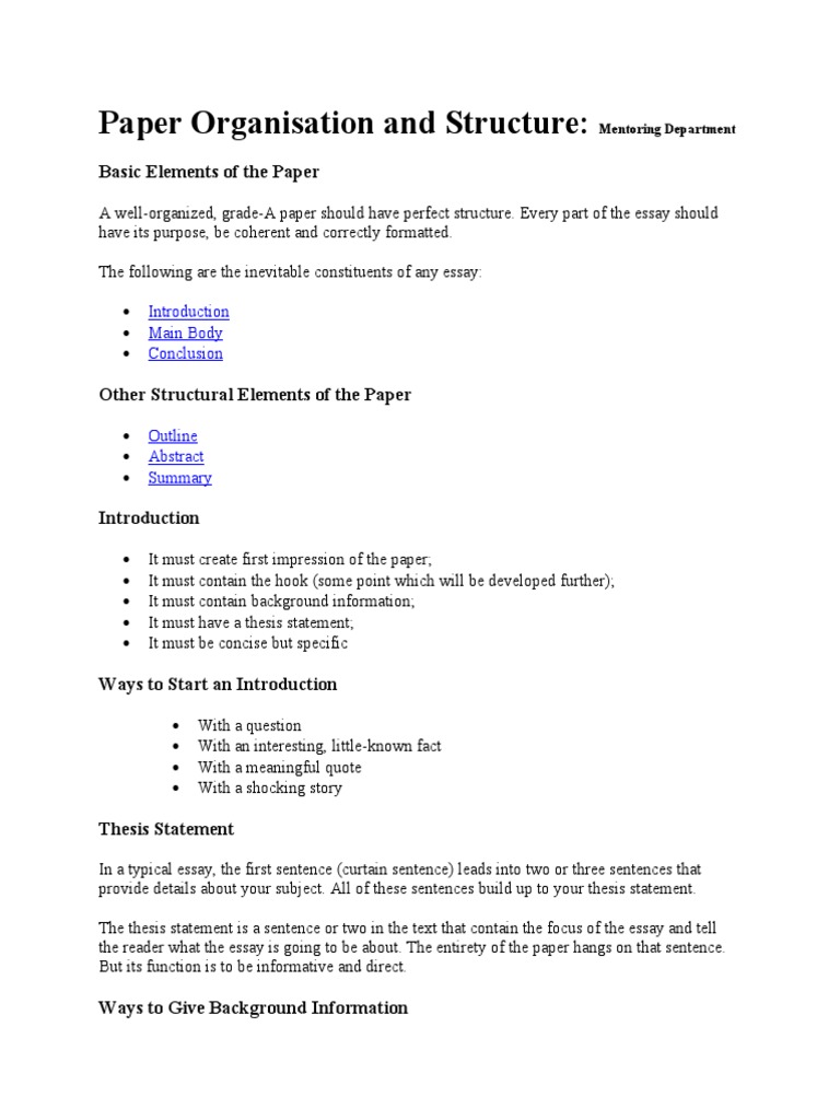 Paper Organization and Structure | PDF | Essays | Paragraph