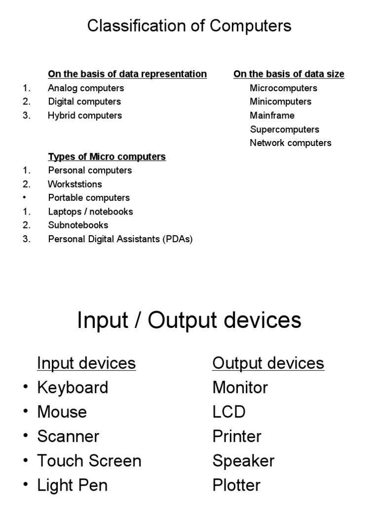 Classification of Computers: On The Basis of Data Representation On The ...