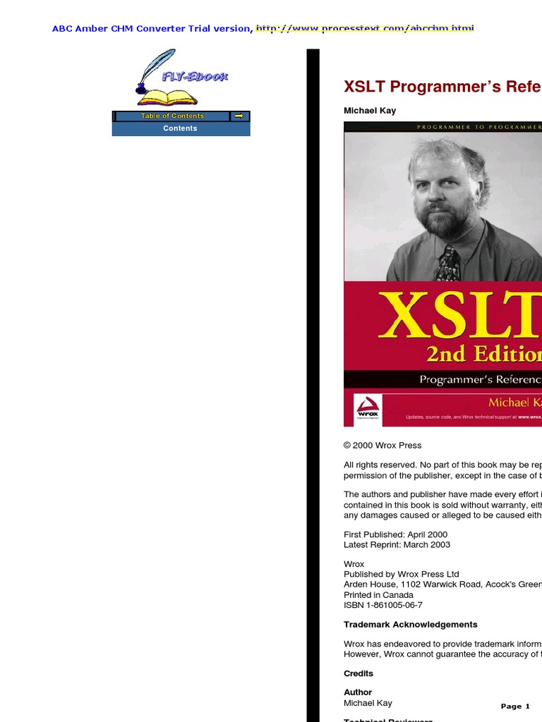 Wrox Press - XSLT Programmer's Reference (2Nd Edition) | PDF | Xslt | X ... Wrox Press - XSLT Programmer's Reference (2Nd Edition) | PDF | Xslt | X ...